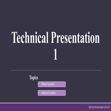 Presentation on Offset & Indirect Functions of Excel | PPTX | Technology & Computing