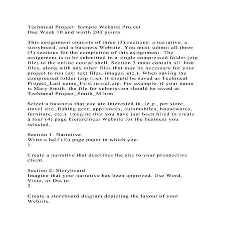 Technical Project Sample Website ProjectDue Week 10 and worth 200.docx ...