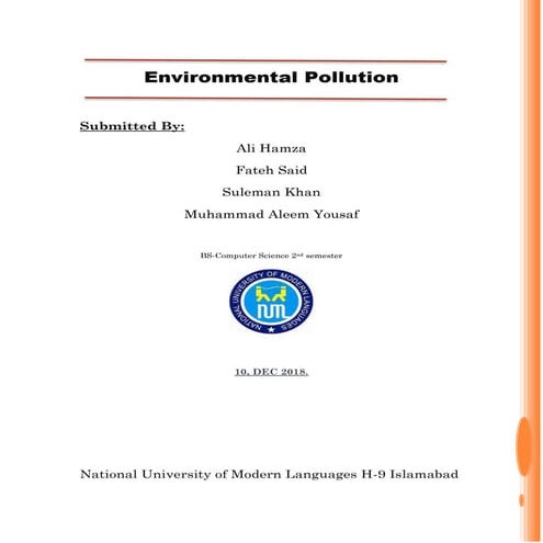 Technical Business writing report on( Environmental pollution) | PDF