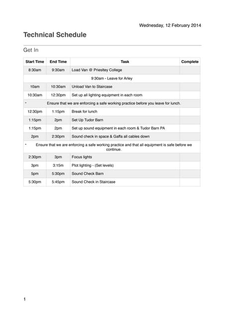 Prodcution schedule | PDF