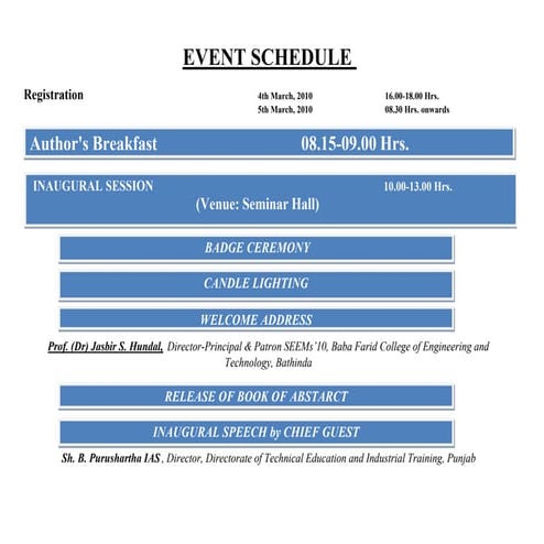 Technical Schedule Seems2010 | PDF