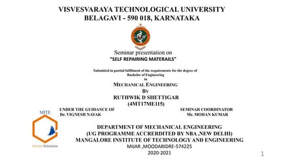Self - Healing composites presentation including everything | PPTX