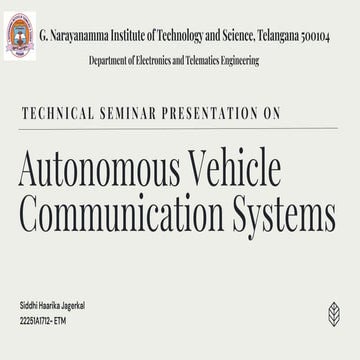 Technical Seminar on Automatic vehicle communication systems | PDF