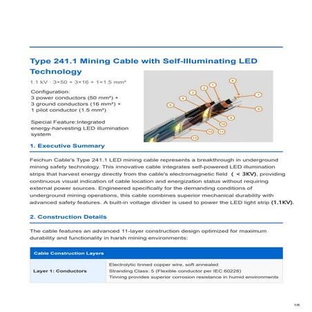 TYPE 241 LED Mining Cable 11kV Flexible Trailing Cable Equivalent to AS ...