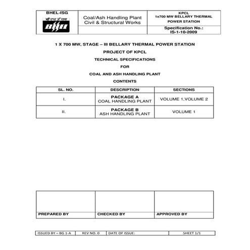 Technical specifications package a vol 1 | PDF