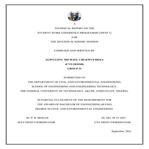 SIWES TECHNICAL REPORT SAMPLE | PDF