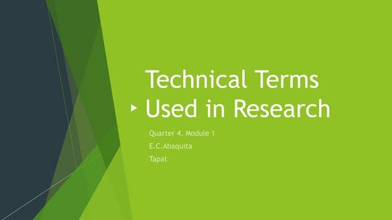 Used of Technical Terms in Research | PPT