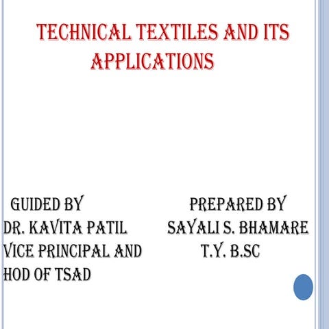 Technical textiles and their applications | PPT