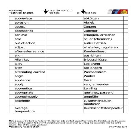 Technical vocabulary 01 | ODT