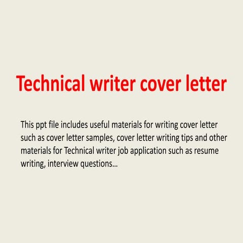 Technical writer cover letter | PPTX