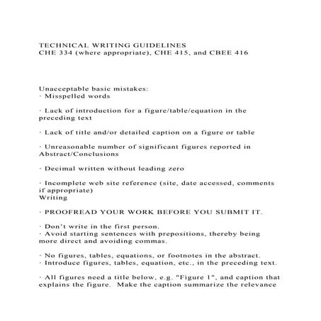 TECHNICAL WRITING GUIDELINESCHE 334 (where appropriate), CHE 415.docx