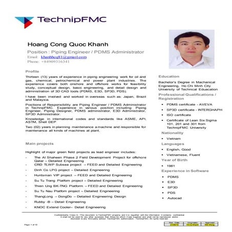 Technip fmc cv_hoang cong quoc khanh | DOCX