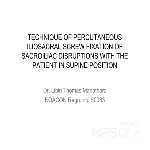 Technique of percutaneous iliosacral screw fixation of sacroiliac ...