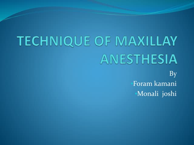 Posterior superior alveolar (psa) nerve block | PPT