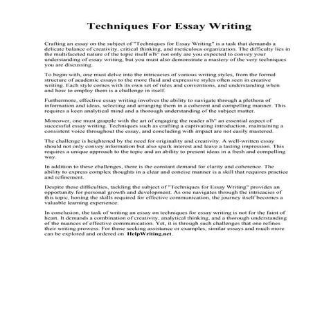 Techniques In Essay Writing Pdf