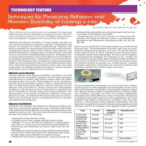 Techniques For Measuring Adhesion Abrasion Durability Of Coatings Inks ...