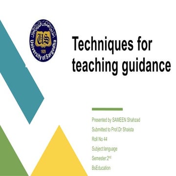Techniques For Teaching Guidance By Sameen Shahzad Pptx Free Download