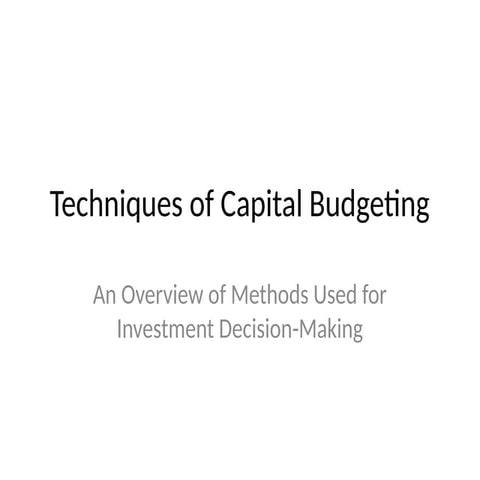 Techniques_of_Capital_Budgeting in business finance | PPTX