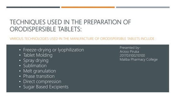 Methods used for the manufacture of tablets | PPTX