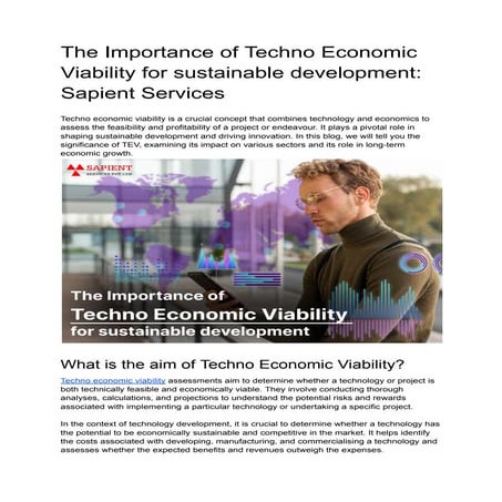 Techno Economic Viability | PDF