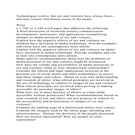 Technologies Evolve But Sex And Violence Have Always Been And May Docx 