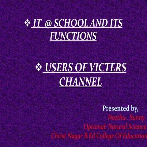 IT@SCHOOL AND ITS FUNCTIONS | PPT
