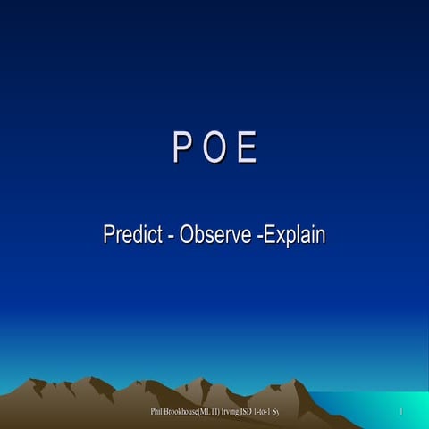 Technology and Best Practices in Science Learning - Using the POE Model | PPT