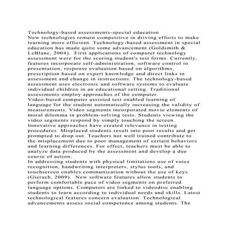 Technology-based assessments-special educationNew technologies r.docx