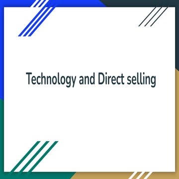 Technology and Direct selling- New trends | PDF