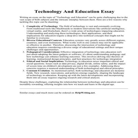 Technology And Education Essay.pdf | Business | Business and Finance