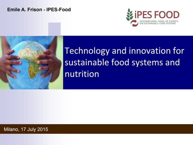 SUSTAINABLE FOOD SYSTEMS | PPT | Agriculture | Industries