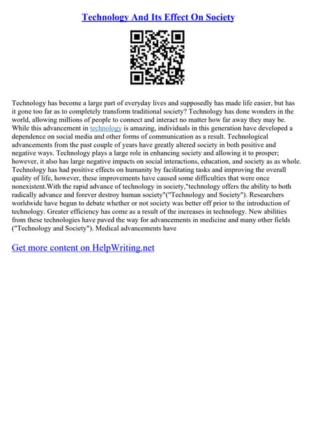 The Impact of Technology on Society.pptx | Technology Industry | Industries