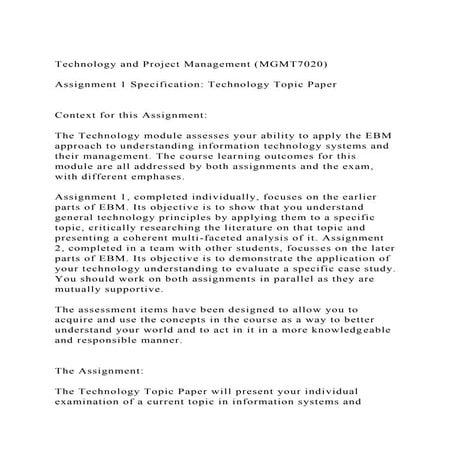Technology and Project Management (MGMT7020)Assignment 1 Speci.docx