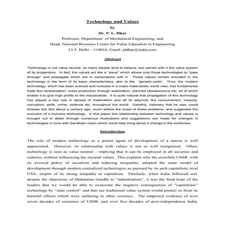 Technology and values | PDF