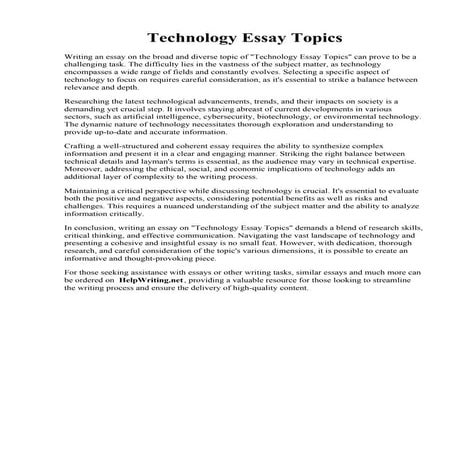 Technology Essay Topics | PDF