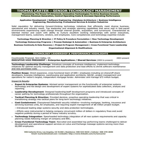 Technology Executive Resume | PDF