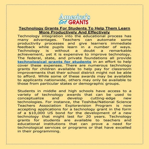 Technology Grants For Students To Help Them Learn More Productively And ...