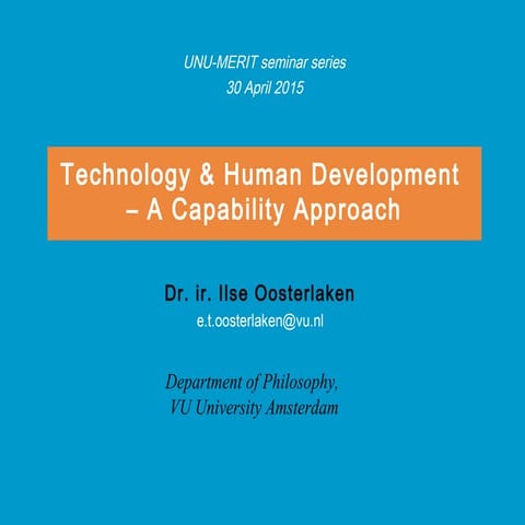 Technology & Human Development - A Capability Approach | PPT