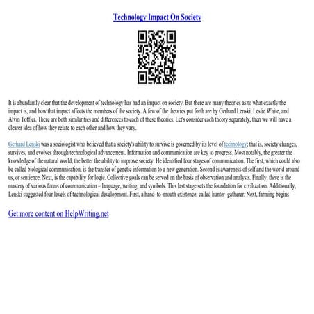 Technology Impact On Society | PPT