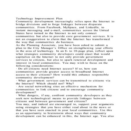 Technology Improvement PlanCommunity development increasingly re | PDF