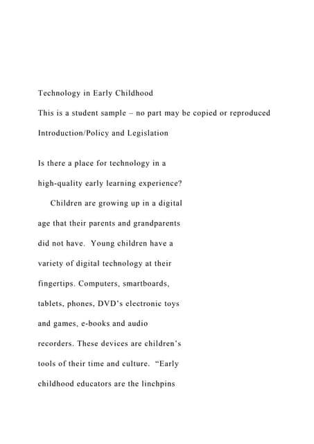 Technology in Early Childhood Education | PPT