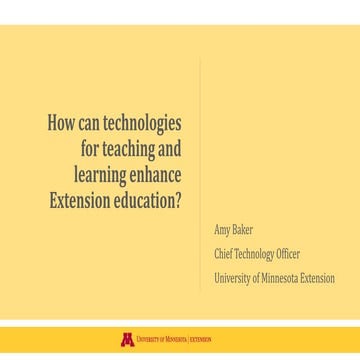 How can technologies for teaching and learning enhance Extension ...