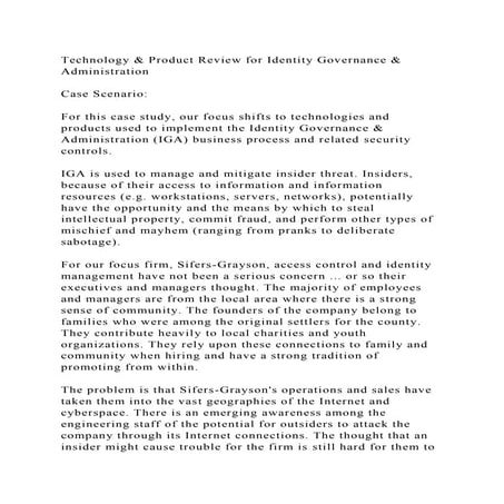 Technology & Product Review for Identity Governance & Administration.docx