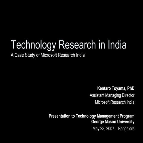 Technology Research In India | PPT