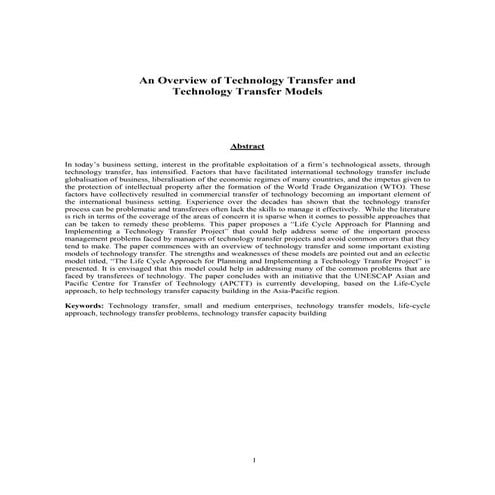 Technology transfer | PDF