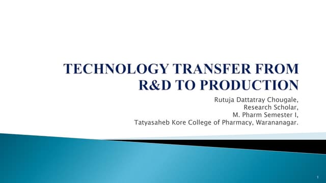 Technology transfer plan & exhibit | PPTX