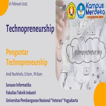 Technopreneurship - 2 Pengantar Technopreneurship | PDF
