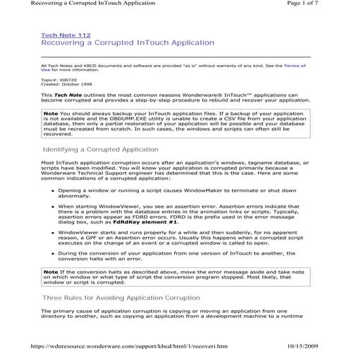 Tech Note 112 Rebuild Corrupt InTouch Application.pdf