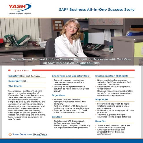 StreamServe Realized Uniform Revenue Recognition Processes with TechOne ...