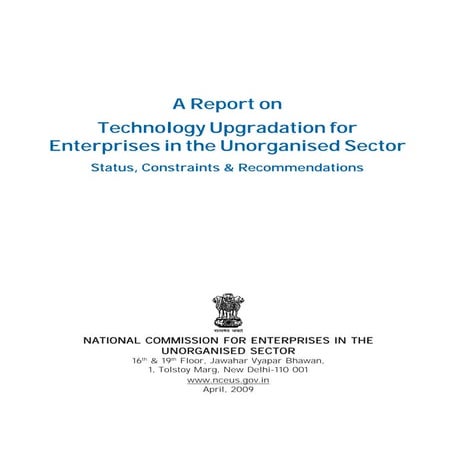 A Report on Technology Upgradation for Enterprises in the Unorganised ...